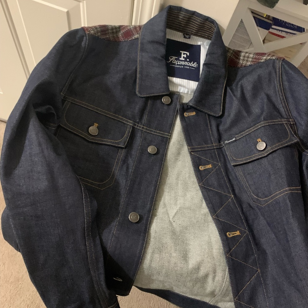 Mens Denim Jacket With Unique Back Panel Design - Gem
